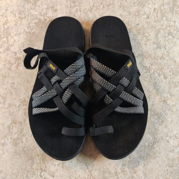 Teva | Shoes | Teva Sandals Womens 9 Voya Thong Strappy Black Yellow ...